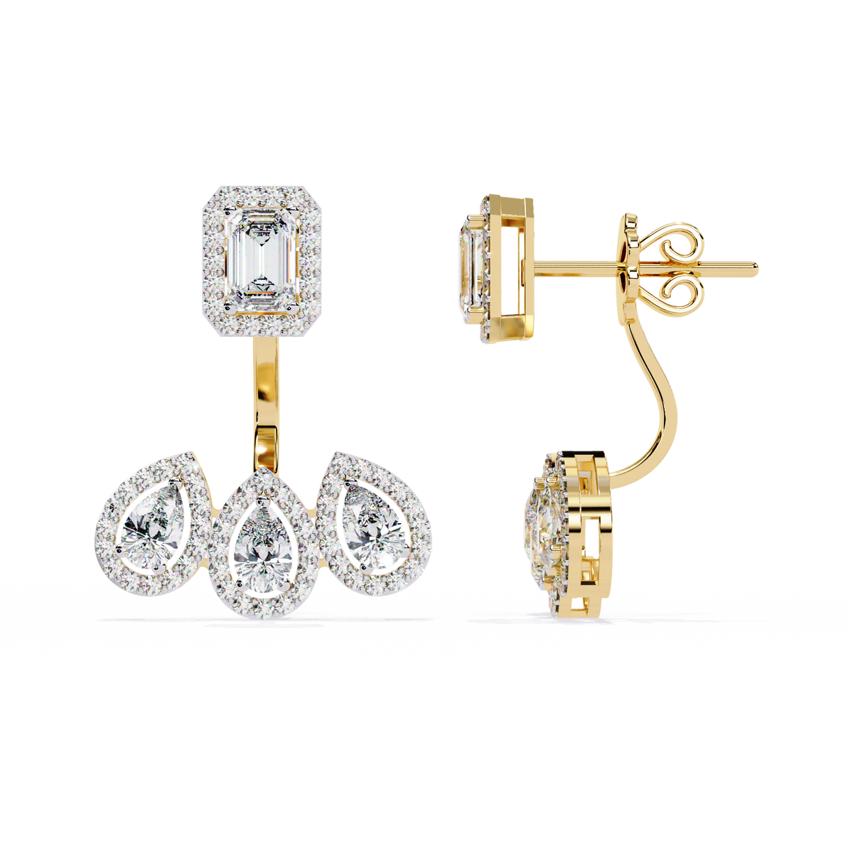 WOKE™ 2 in 1 2.9CT Lab grown diamond earrings in 14k Gold – Woke Collection